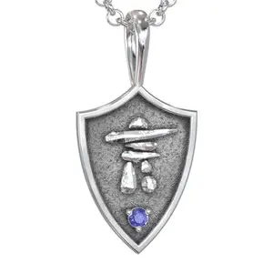 Jewlr Inukshuk Hero Shield Pendant With Gemstone