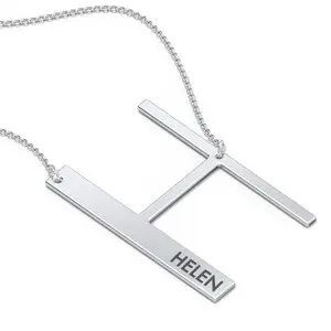 Jewlr Engravable Asymmetrical Initial Necklace H