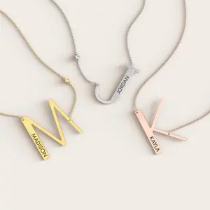 Jewlr Engravable Asymmetrical Initial Necklace H