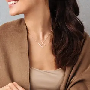Jewlr Engravable Asymmetrical Initial Necklace H
