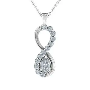 Jewlr Vertical Infinity Pendant With Pear Gemstone And Accents - Sterling Silver
