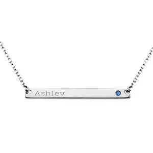 Jewlr Classic Name Bar Pendant With Accent - Sterling Silver