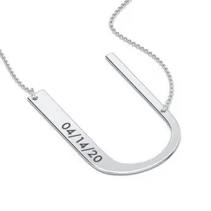 Jewlr Engravable Asymmetrical Initial Necklace U