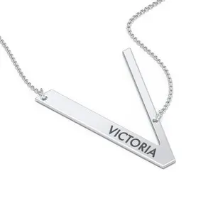 Jewlr Engravable Asymmetrical Initial Necklace V