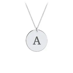 Jewlr Charmed Initial Disc Pendant - Sterling Silver