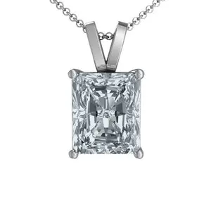 Jewlr Emerald Cut Solitaire Pendant - Sterling Silver