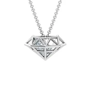 Jewlr Flat Back Diamond Cage Pendant With 1 3 Gemstones - Sterling Silver