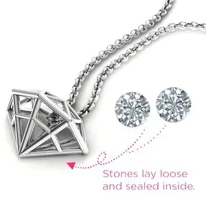 Jewlr Flat Back Diamond Cage Pendant With 1 3 Gemstones