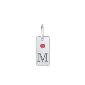 Jewlr Initial Tag Charm With Birthstone - Sterling Silver