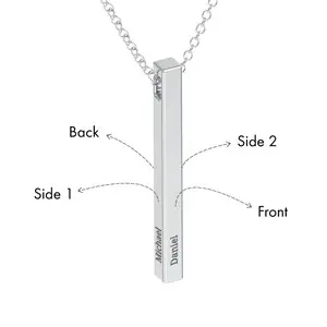 Jewlr Vertical 3d Bar Necklace With Engraving