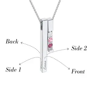 Jewlr Multi Vertical 3d Bar Necklace With 1-4 Birthstones
