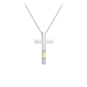 Jewlr Modern Cross With Baguette Birthstone