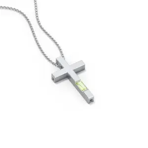 Jewlr Modern Cross With Baguette Birthstone