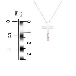 Jewlr Modern Cross With Baguette Birthstone