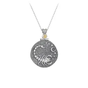 Jewlr Engravable Scorpio Zodiac Medallion With Accent - Sterling Silver