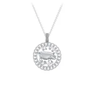 Jewlr Year Of The Pig Chinese Zodiac Medallion Necklace - Sterling Silver