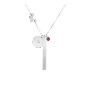 Jewlr Milestone Necklace With Butterfly Charm - Sterling Silver