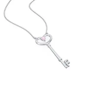 Jewlr Initial Heart Key Necklace With Gemstone F