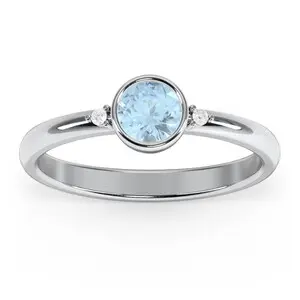 Jewlr Round Bezel Solitaire With Twin Accents Ring