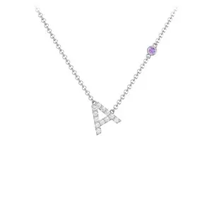 Jewlr Pavé A Initial Necklace With Satellite Gemstone - Sterling Silver