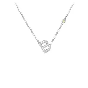 Jewlr Pavé B Initial Necklace With Satellite Gemstone - Sterling Silver