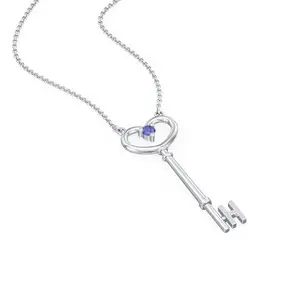 Jewlr Initial Heart Key Necklace With Gemstone H