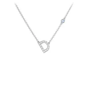Jewlr Pavé D Initial Necklace With Satellite Gemstone - Sterling Silver