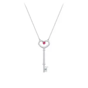 Jewlr Initial Heart Key Necklace With Gemstone J - Sterling Silver