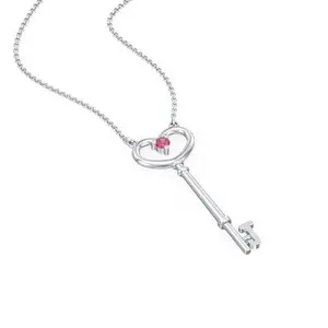 Jewlr Initial Heart Key Necklace With Gemstone J
