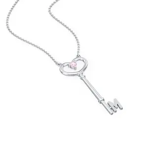 Jewlr Initial Heart Key Necklace With Gemstone M