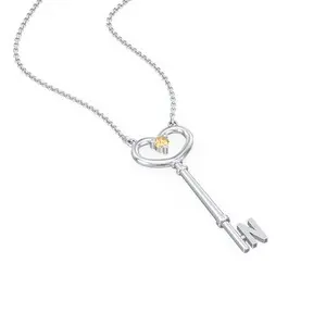 Jewlr Initial Heart Key Necklace With Gemstone N