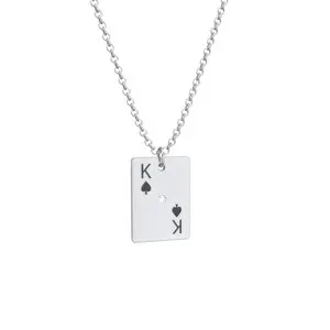 Jewlr King Of Spades Playing Card Charm Necklace - Sterling Silver