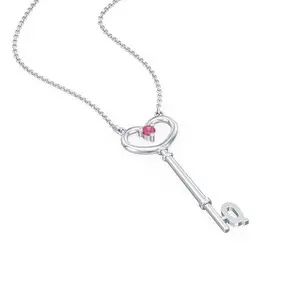 Jewlr Initial Heart Key Necklace With Gemstone Q