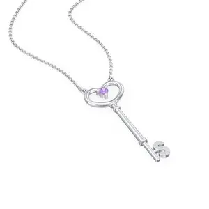 Jewlr Initial Heart Key Necklace With Gemstone S