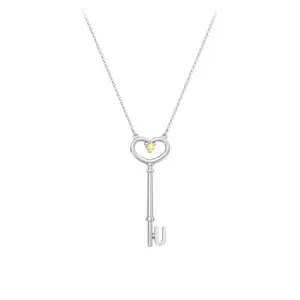 Jewlr Initial Heart Key Necklace With Gemstone U - Sterling Silver