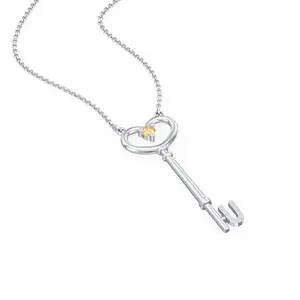 Jewlr Initial Heart Key Necklace With Gemstone U