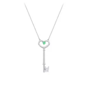 Jewlr Initial Heart Key Necklace With Gemstone W - Sterling Silver