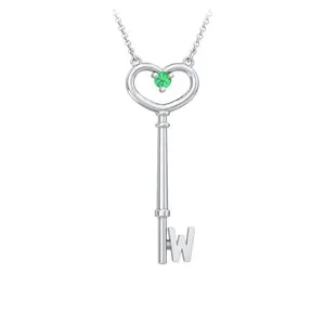 Jewlr Initial Heart Key Necklace With Gemstone W