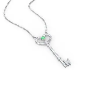 Jewlr Initial Heart Key Necklace With Gemstone W