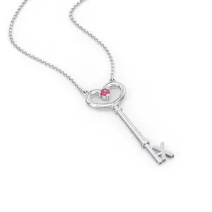 Jewlr Initial Heart Key Necklace With Gemstone X