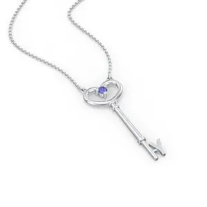 Jewlr Initial Heart Key Necklace With Gemstone Y