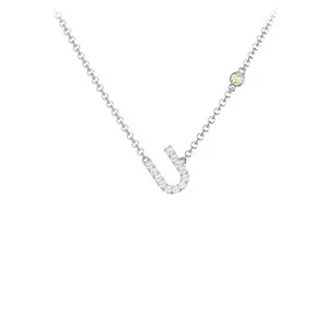 Jewlr Pavé U Initial Necklace With Satellite Gemstone - Sterling Silver