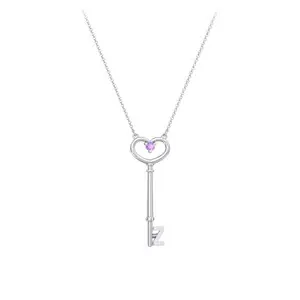 Jewlr Initial Heart Key Necklace With Gemstone Z - Sterling Silver