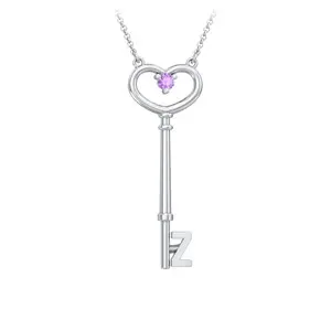 Jewlr Initial Heart Key Necklace With Gemstone Z