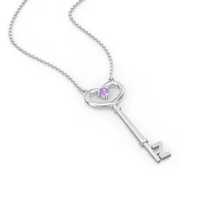 Jewlr Initial Heart Key Necklace With Gemstone Z