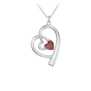 Jewlr Intertwined Heart In Heart Pendant With Gemstone