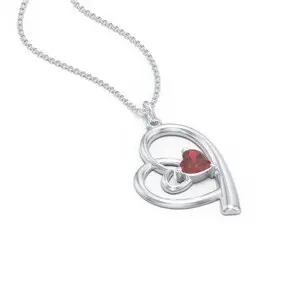 Jewlr Intertwined Heart In Heart Pendant With Gemstone
