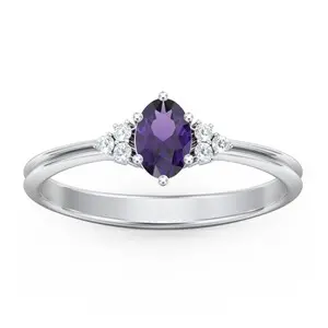 Jewlr Solitaire Oval With Triple Accents Ring
