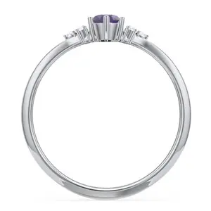 Jewlr Solitaire Oval With Triple Accents Ring