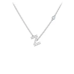 Jewlr Pavé Z Initial Necklace With Satellite Gemstone - Sterling Silver